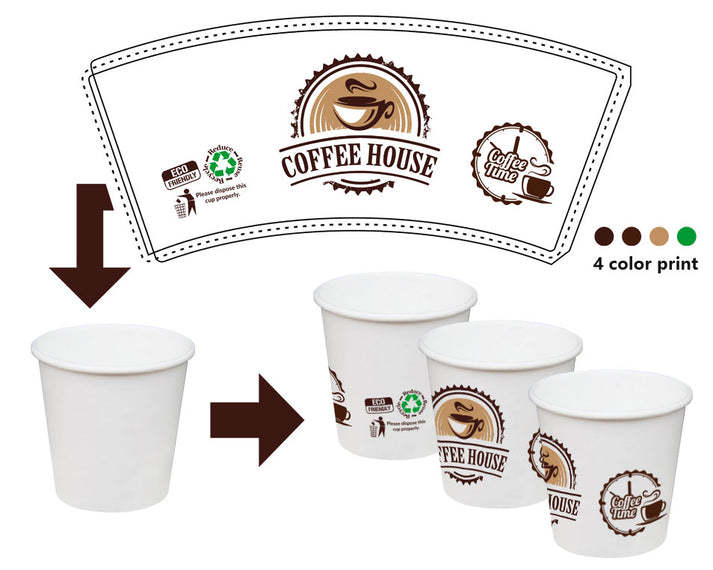 4 oz. Custom Printed Kraft or White Disposable Paper Coffee Cups ...