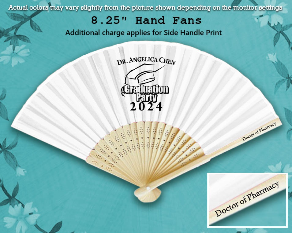 Custom Printed Paper Fans, Personalized Fan w Front Print ...
