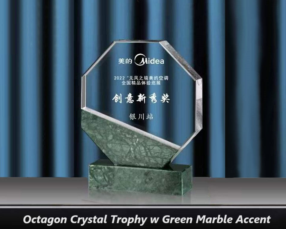 Custom Engraved Octagon Crystal Trophy with Marble Base – Personalized ...
