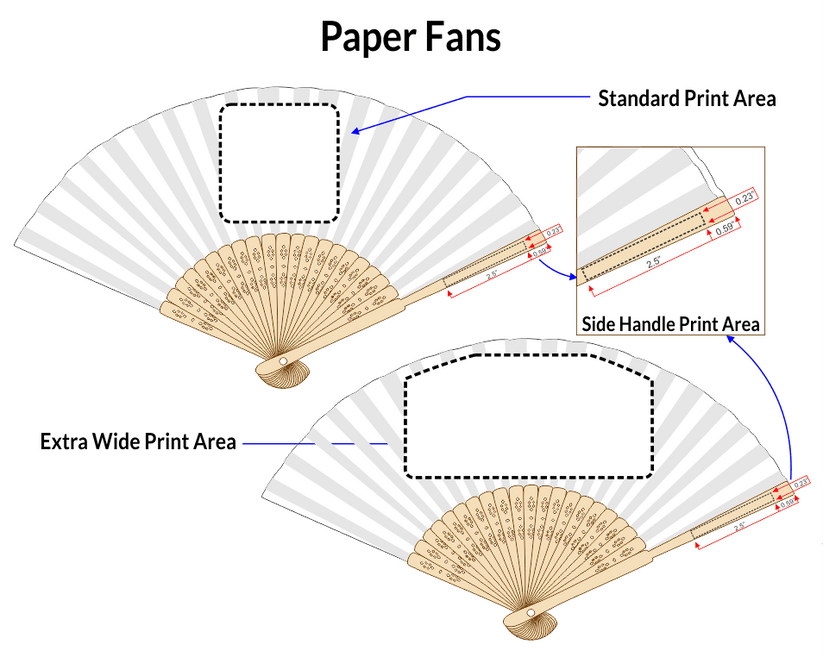 Custom Printed Paper Fans, Personalized Fan w Front Print ...