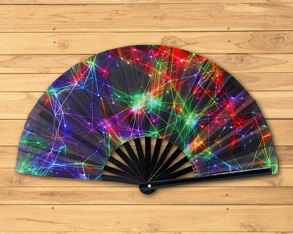 Printed Nylon Festival Hand Fan, Clacking Fans – Personalized Fan Store