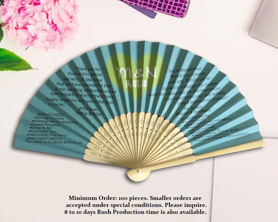 Personalized Wedding Program Fans, Paper Folding Fans – Personalized ...
